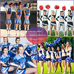 METYOND 8" Inch Cheer Bows, Large cheer bows Hand-made Grosgrain Ribbon Hair Accessories for Teen Girls Softball Cheerleader Sports - 4 Pieces Blue