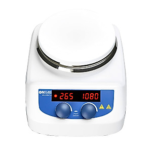 ONiLAB 280℃ 5 inch LED Digital Hotplate Magnetic Stirrer with Ceramic Coated Stainless Steel Work Plate, 200-1500rpm,110V,Temp Probe Sensor & Support Stand & Stirring Bar Included…