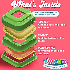 Sandwich Cutter and Sealer - Crustless Sandwich Maker - Cut and Seal - Great for Lunchbox and Bento Box - Boys and Girls Kids Lunch - Sandwich Cutters for Kid (Square)