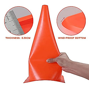 [7 Pack] Traffic Safety Cones, 15 Inch Orange Parking Cones Training Cones, Plastic Cones for Indoor/Outdoor Activity & Festive Events