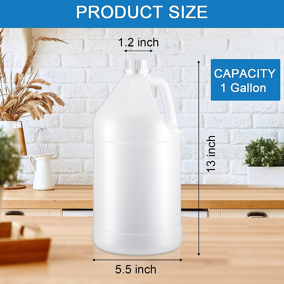 Hoolerry 8 Packs 1 Gallon Plastic Jug with Lids BPA Free Reusable Round Clear Plastic Jug with Cap Heavy Duty HDPE Containers with Pump Dispenser for Sauces Soaps Detergents Liquids Storage
