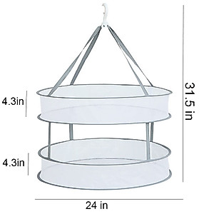 2-Tier Foldable Sweater Mesh Dryer, Potable Hanging Drying Rack Flat Clothes Drying Net Collapsible Laundry Hanging Mesh Rack