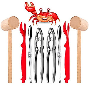 Crab Crackers and Tools - Crab Leg Crackers and Tools Including 2 Lobster Crab Crackers 2 Lobster Shell Forks 2 Seafood Forks 2 Lobster Crab Mallets