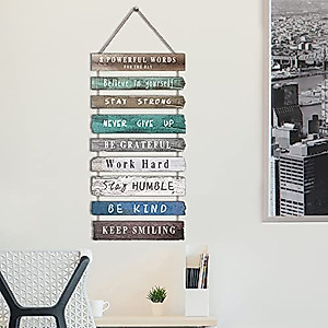 Inspirational Wall Art Decor for Office, Wooden Rustic Hanging Motivational Wall Art Decoration Sign, Inspiring Positive Quotes Wall Art for Home Living Room Bedroom Bathroom Classroom Gym 12"x24"