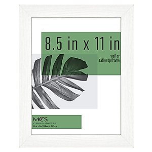MCS Studio Gallery 8.5x11 Picture Frame White Woodgrain, Rectangle Photo Frame for Photos, Posters & Art Prints & Easel for Tapletop Display (1-Pack)