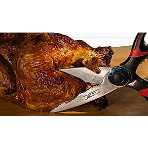 Jikoni twin-pack multipurpose kitchen scissors - heavy-duty kitchen shears, stainless steel dishwasher safe, meat, poultry, chicken, and general use, and suitable for both left and right handed people