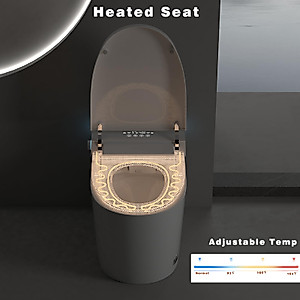 SouNor 12"Rough-in Blue Light Smart Tankless Toilet Bidet Built in with Multi-function Flushing Mode LED Display Warm Air Drying Water Wash, Heated Bidet Seat .Foot Sensor Flush,Ceramic,White.