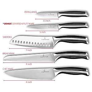 Culina® Pro 7-Piece German-steel Forged Knife Set with Wood Storage Block and 5-inch Utility Knife