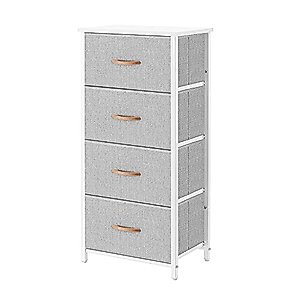 AZL1 Life Concept 4 Drawer Fabric Dresser Storage Tower, 17.7 inches, Light Grey-1