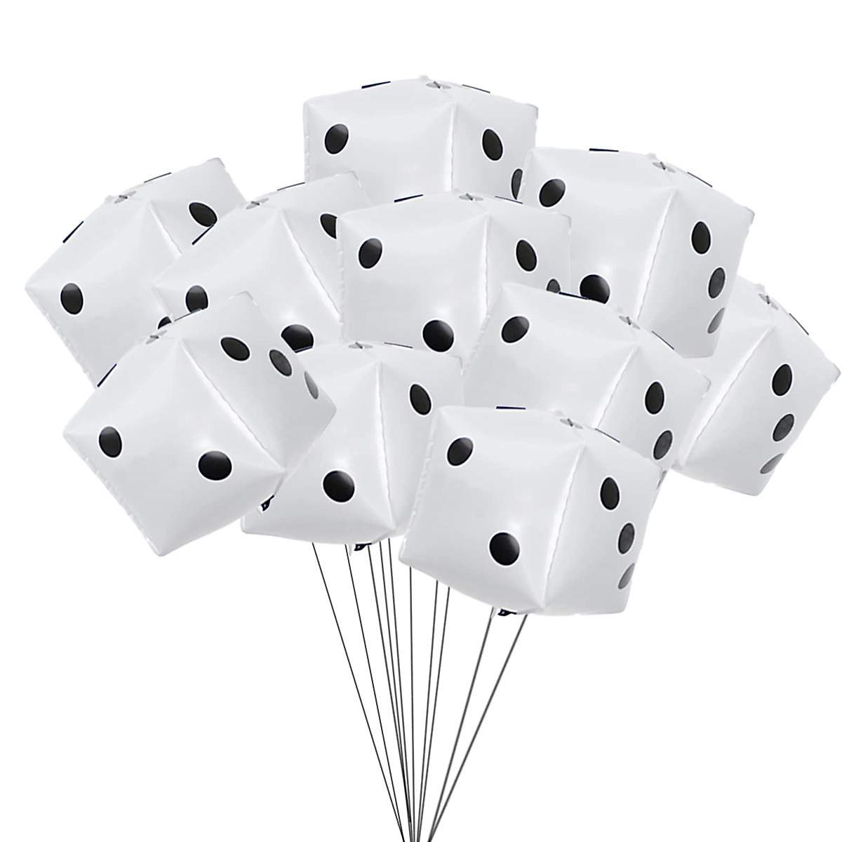 10 Pcs Cube Foil Balloons 12 Inches Square Dice Foil Balloon 4D Mylar Balloon for Party Decorations Party Supplies,White
