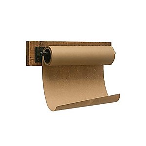 Creative Co-Op 12" W Paper Roll on Wood & Metal Bracket Wall Organizer, Brown