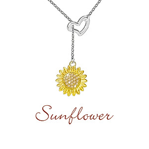 IOHUPCI Sunflower Necklace Jewelry 925 Sterling silver -You Are My Sunshine Pendant Necklaces Jewelry Fashion Y Pendant Gifts for Women Wife