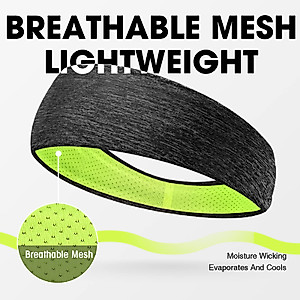 Braylin Men's Headbands, 3-Pack Headbands for Men, Sport Headbands for Running Fitness Yoga Cycling, Sweat Wicking Non Slip