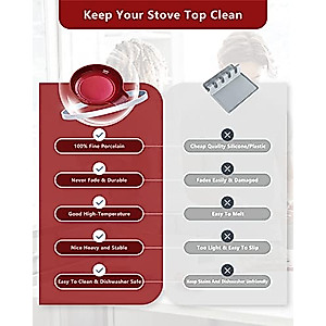 Yoeuen Ceramic Spoon Rest for StoveTop, Heat-Resistant Spoon Holder for Kitchen Counter, Large Utensil Rest for Spatula, Spoons or Tongs, Red 1pcs
