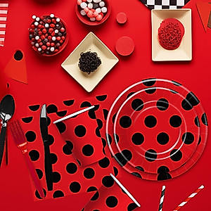 Xenorik Ladybug Birthday Party Decorations Tableware - Ladybug Party Supplies, Plate, Cup, Napkin, Tablecloth, Cutlery, Straw, Lady Bug Theme 1st 2nd 3rd Birthday Baby Shower Decorations | Serve 24