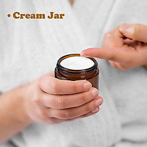 Roemey 4oz Amber Glass Jars with Lids, Candle Jars with Metal and Plastic Lids, 12 Pack Glass Cosmetic Containers with Inner Liners for Creams, Lotions, Bath Salts, Essential Oil