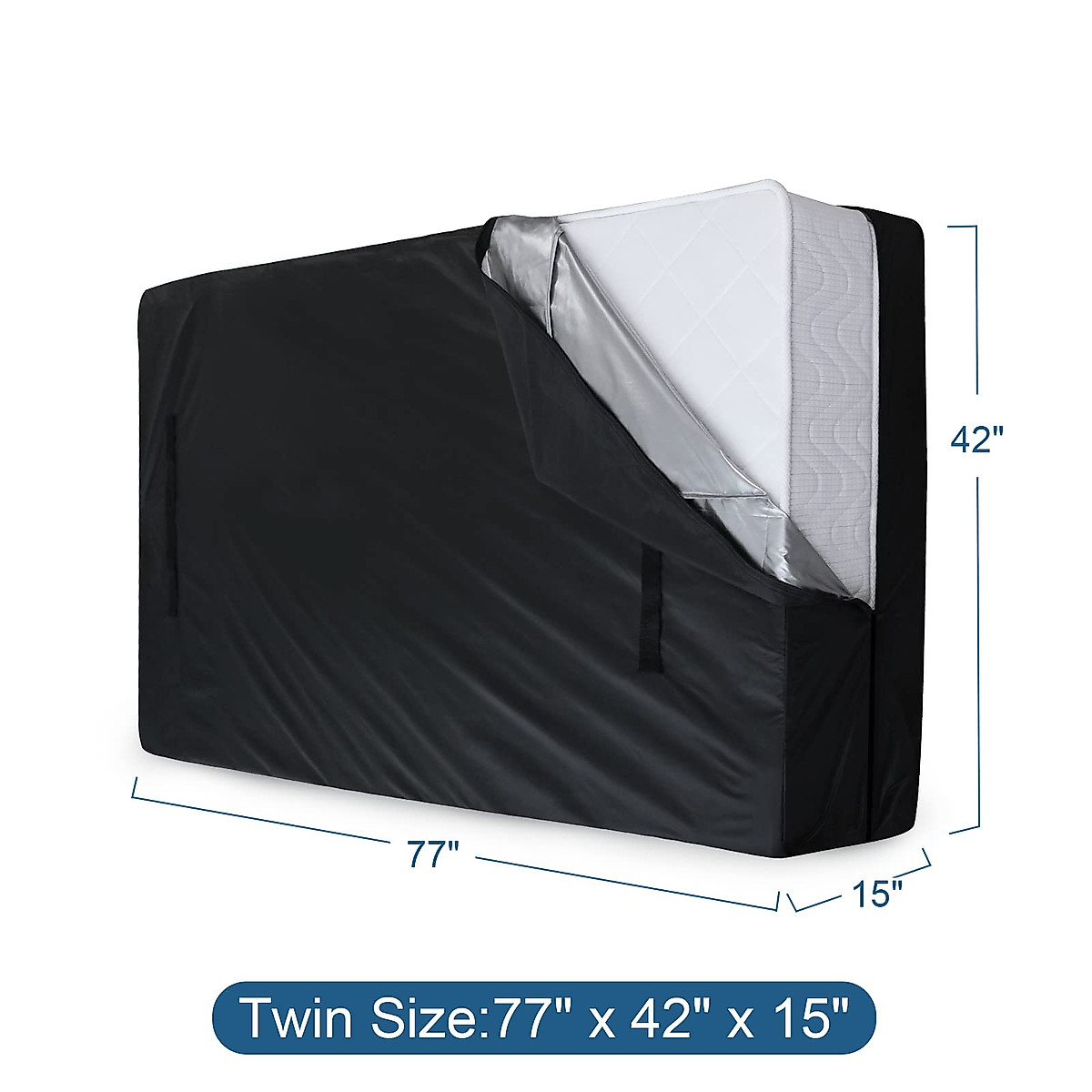 Mattress Bags for Moving and Storage, Heavy Duty Twin Mattress Bag with 4 Strong Handles, 100% Waterproof Mattress Cover/Protector for Moving Twin Size, Reusable Thick Tarp, Black
