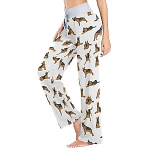 vvfelixl Women's Pajama Pants German Shepherd Dogs Sleepwear Lounge Pajama Bottoms White XL