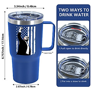 Icesip 20 oz Tumbler with Handle, insulated cup coffee mug with lid, straw and handle, Double Wall Stainless Steel Vacuum Coffee Tumbler travel mug spill proof, 1pcs Blue