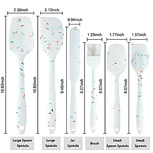 Shebaking Silicone Spatula Set, 6 Piece Heat Resistant Rubber Spatulas Set for Baking Cooking and Mixing Kitchen Utensils Seamless One Piece Spatula with Stainless Steel Core, Nonstick Dishwasher Safe