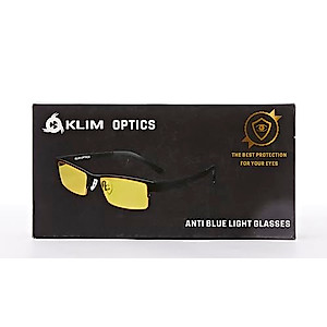 KLIM Optics Blue Light Blocking Glasses - New Version 2024 - Reduce Eye Strain and Fatigue - Gaming Glasses for PC Mobile TV - Blocks 92% Blue Light - Computer Glasses with UV Protection