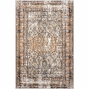 nuLOOM Charvi Medallion 4x6 Area Rug for Living Room Bedroom Dining Room Kitchen, Beige/Ivory