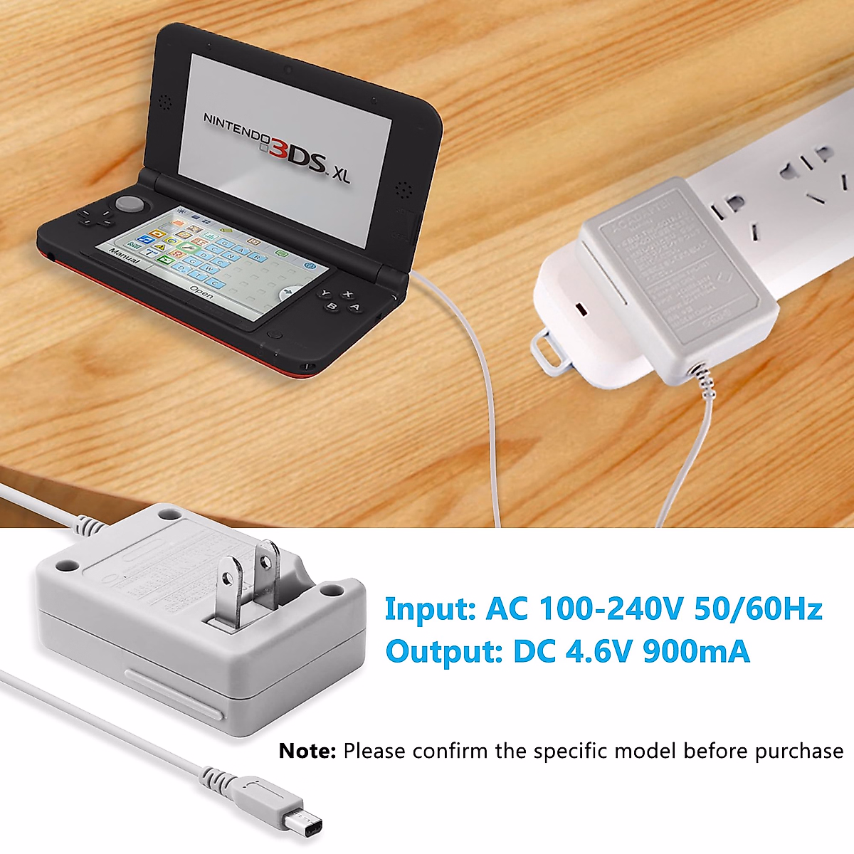 BXIZXD 3DS Charger Compatible with Nintendo 3DS/ 3DS XL/ New 3DS/ 2DS/ DSi Wall Travel Charger Power Cord Charging Cable