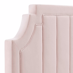 Modway Alyona Channel Tufted Performance Velvet Full/Queen Headboard in Pink