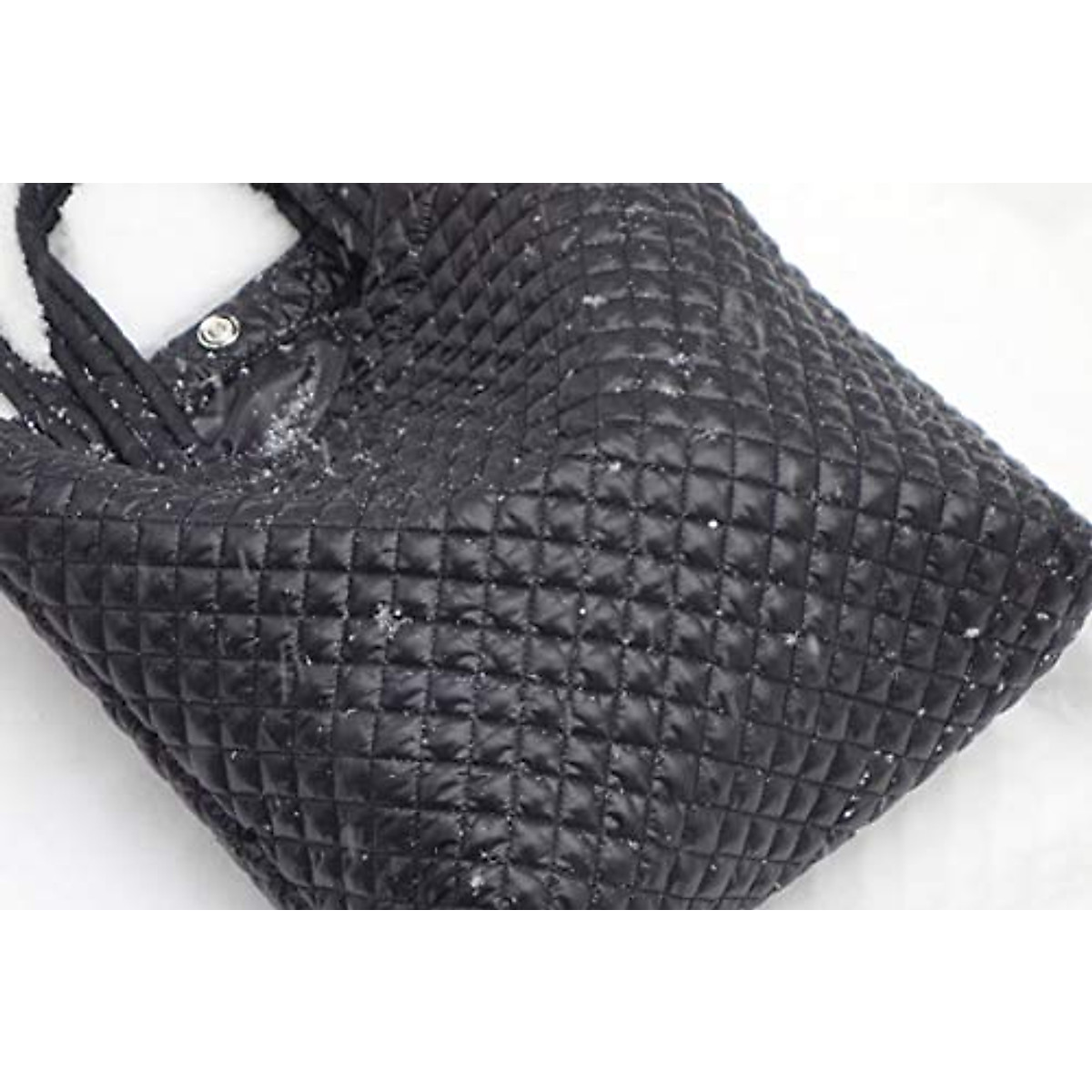 CLARANY Comfortable light weight quilted Market Tote water repellent Color Black