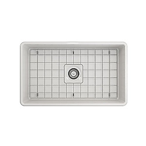 BOCCHI Classico Farmhouse Apron Front Fireclay 30 in. Single Bowl Kitchen Sink with Protective Bottom Grid and Strainer in White