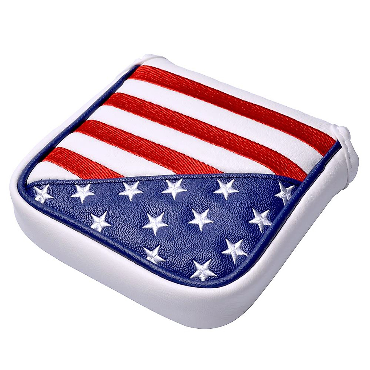 GOOACTION USA Golf Club Square Mallet Putter Cover Heel Shafted Magnetic Synthetic Leather American Stars and Stripes Flag Patriotic Golf Headcover