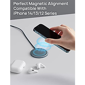 JSAUX Magnetic Wireless Charger Compatible with MagSafe Charger/iPhone 14/14 Pro/14 Plus/14 Pro Max/iPhone 13/13 Pro/13 Pro Max/13 Mini/iPhone 12, Magnetic Wireless Charging Pad, Mag Charger (Blue)