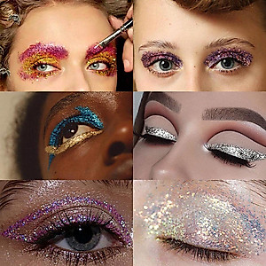 evpct 8 Colors Liquid Glitter Eyeliner Liquid Sets Glitter Eye Liners for Women Liquid White Silver Rose Gold Pink Liquid Sparkly Glitter Eyeliner