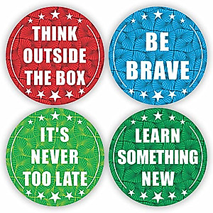 Motivational Floor Wall Decals - (Pack of 40) 4" Large Classroom Line Up Spots Positive Sayings Markers Sensory Pathway Inspirational Quote Decor Stickers