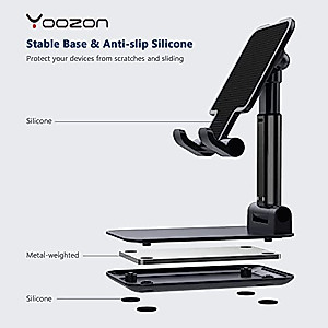 Adjustable Cell Phone Stand for Desk - Fully Foldable & Portable iPhone Stand, Office Mobile Phone Stand Holder,Cellphone Stand for iPhone 14 Plus 14 13 12 11 Pro Max Mini, Samsung, Smartphones(4-10")
