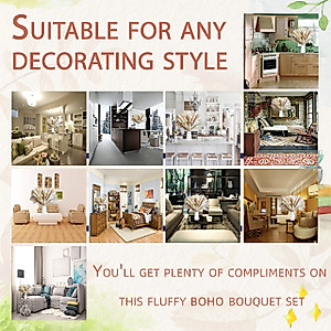 85PCS Natural Pampas Grass Bouquet | Boho & Western Wedding Decor Flowers Dried Pampas Grass Decor for Elegant Floral Arrangements, Home & Table Decorations