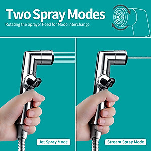MIAOHUI Muslim Shower, Handheld Bidet Sprayer for Toilet, Cloth Diaper Sprayer for Toilet, Toilet Sprayer Attachment, Health Faucet, Bum Gun with Hose and Holder, Wall or Toilet Mount (Chrome)