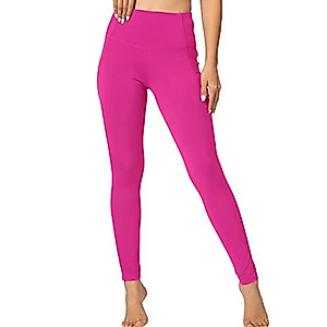 Kcutteyg Yoga Pants for Women with Pockets High Waisted Leggings Workout Sports Running Athletic Pants (Hot Pink, Large)