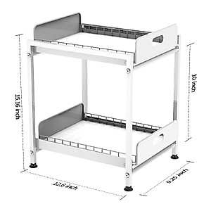 IncepKick Under Sink Organizer and Storage for Kitchen Bathroom 2 Tier Slide Out Under Sink Shelf Cabinet Storage Shelf Under Sink Storage Metal (White)