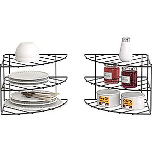 2 Pack - DecoBros 3-Tier Counter and Cabinet Corner Shelf Organizer, Black
