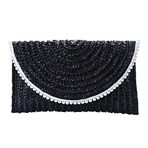 alilove Straw Clutch Bags for Women Summer Evening Handbags Bride Wedding Purse Vacation Beach Clutch Handmade Woven Envelope Wallet
