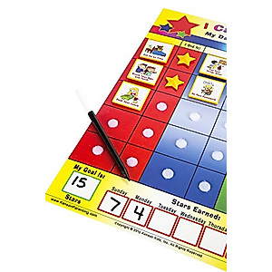 Kenson Kids "I Can Do It My Daily Checklist Incentive Chart- (35 Tasks 5 Blank Tasks) Visual Daily Magnetic Responsibility and Chore Star Chart for Ages 3-10- Daily Planner for Kids 11x 15.5 inch