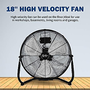 Simple Deluxe 18 Inch 3-Speed High Velocity Heavy Duty Metal Industrial Floor Fans, Black