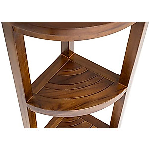 ALATEAK Corner Teak Wood Bath Spa Shower Stool Corner Shelf Storage Fully Assembled