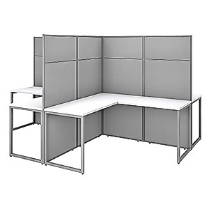 Bush Business Furniture Easy Office 4 Person L Shaped Cubicle Desk Workstation, 60W x 66H, Pure White