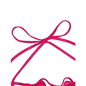 SOLY HUX Women's Two Piece Underwire Lingerie Set Bow Knot Cut Out Halter Bra and Panty Sleepwear Pure Hot Pink S