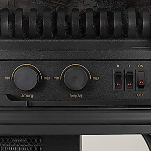 e-Flame USA 28" XL Denali Portable Freestanding Electric Fireplace Stove - 3-D Log and Fire Effect (Black)