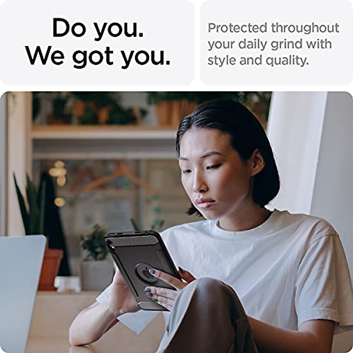 Spigen Rugged Armor Designed for iPad Mini 6 Case/iPad Mini 6th Generation Case 8.3 Inch Cover (2021) - Matte Black