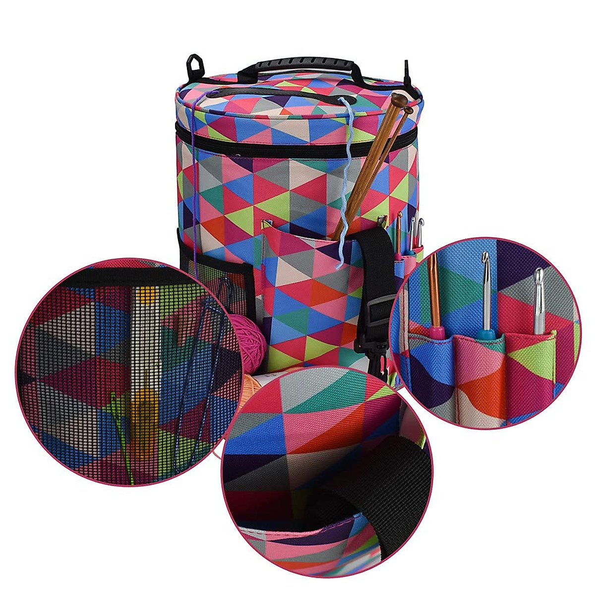 Katech Yarn Storage Bags Travel 3-Piece Knitting Bags Set Crochet Yarn Storage Empty Organizer Large Capacity Yarn Knitting Tote Bag for Storing Yarn, Crochet Hooks and Knitting Needles Accessories