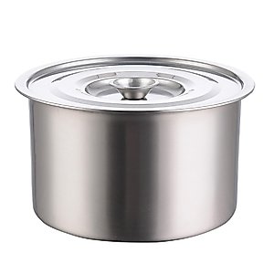 Stainless Steel Stew Pot Non Stick Multi Functional Original Flavor with Lid Convenient and Practical for Seasoning, Soups and Containers (Large 16x16x11cm/6.3x6.3x4.33in)